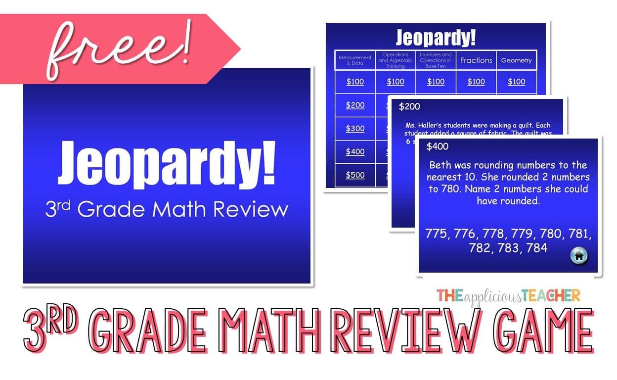 3rd Grade Math Review Jeopardy PowerPoint FREEBIE The Applicious Teacher 3rd Grade Math Review Jeopardy PowerPoint FREEBIE The Applicious Teacher