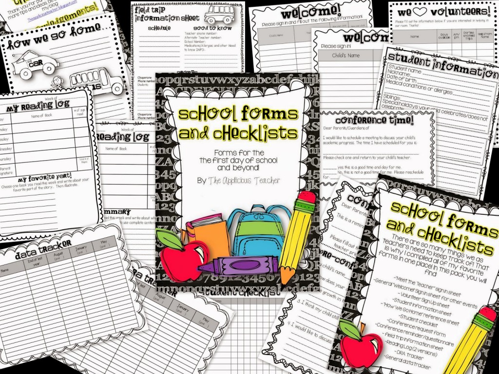 School-Forms-and-ChecklistsPREVIEW - The Applicious Teacher