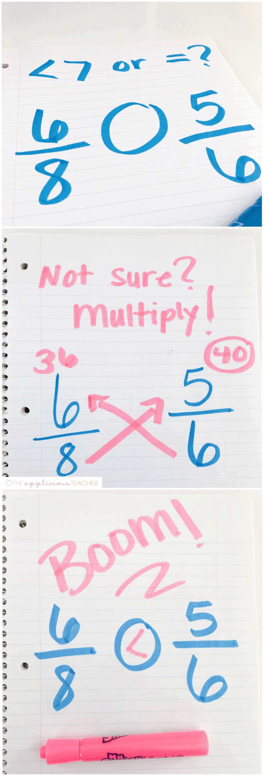Comparing fractions butterfly trick.jpg - The Applicious Teacher
