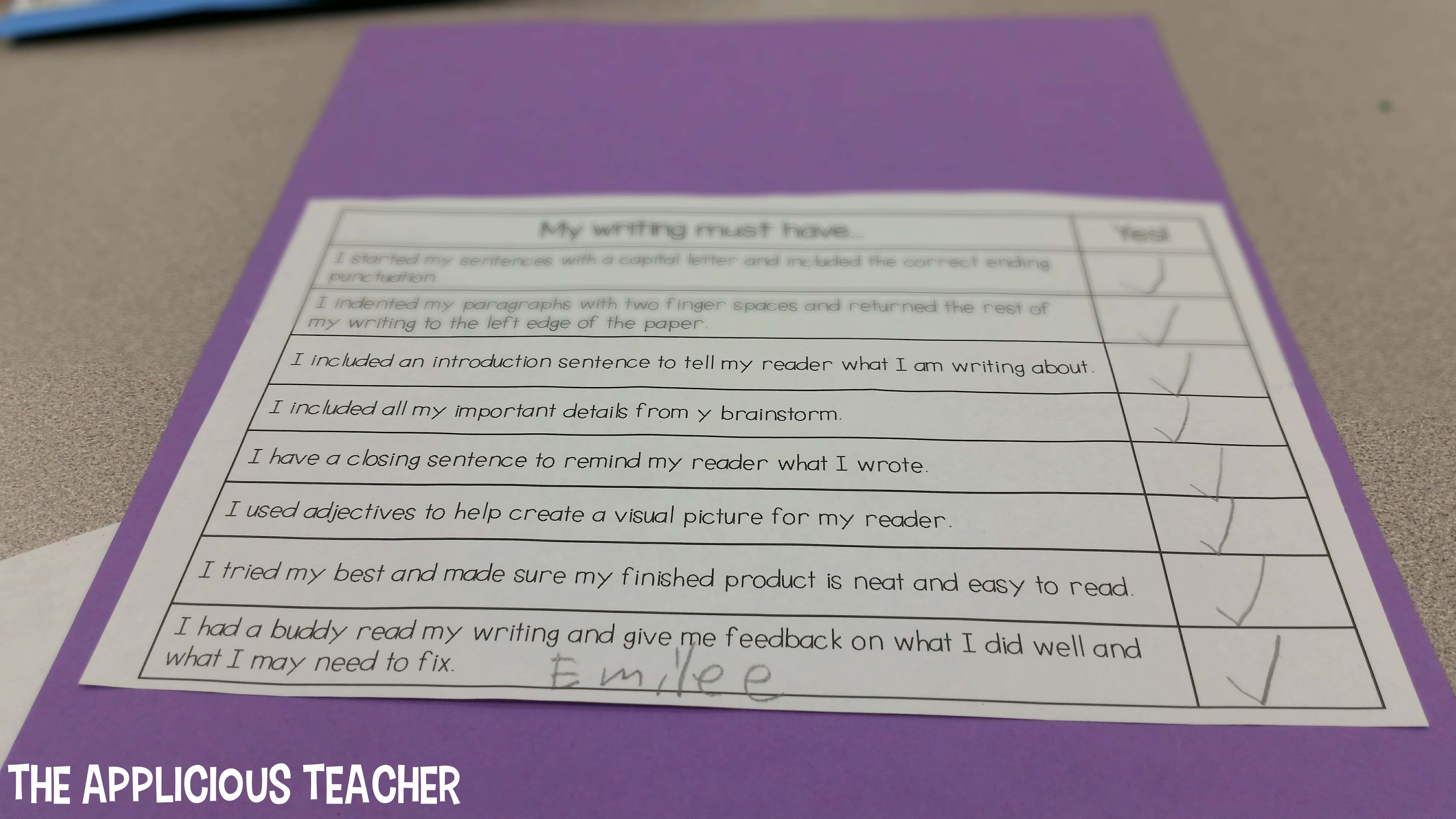 All About Me Writing: A Back to School Writing and Craft