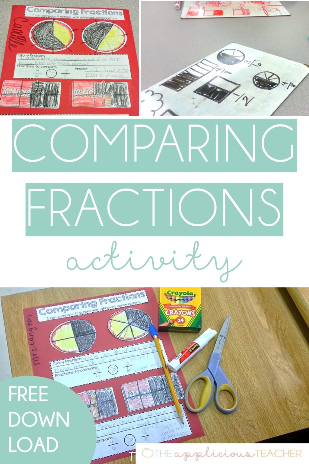comparing fractions freebie pin image - The Applicious Teacher