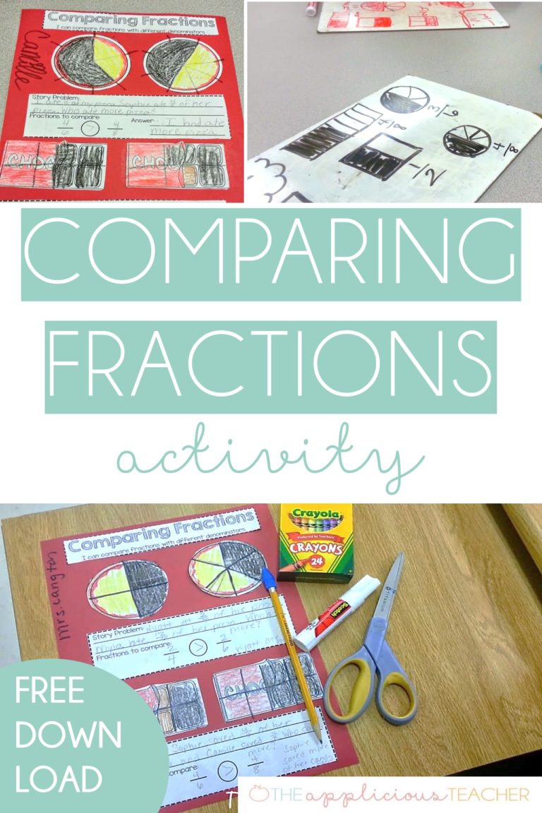 comparing fractions freebie pin image - The Applicious Teacher
