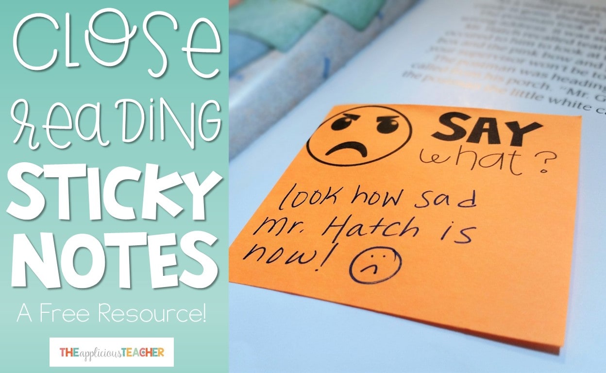 Close Reading Sticky Notes FB - The Applicious Teacher