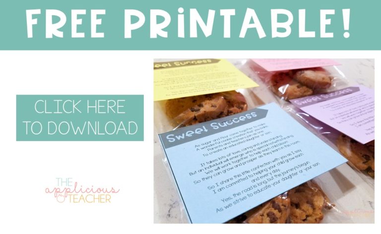Open House Gift: Sweet Success Cookie Poem - The Applicious Teacher