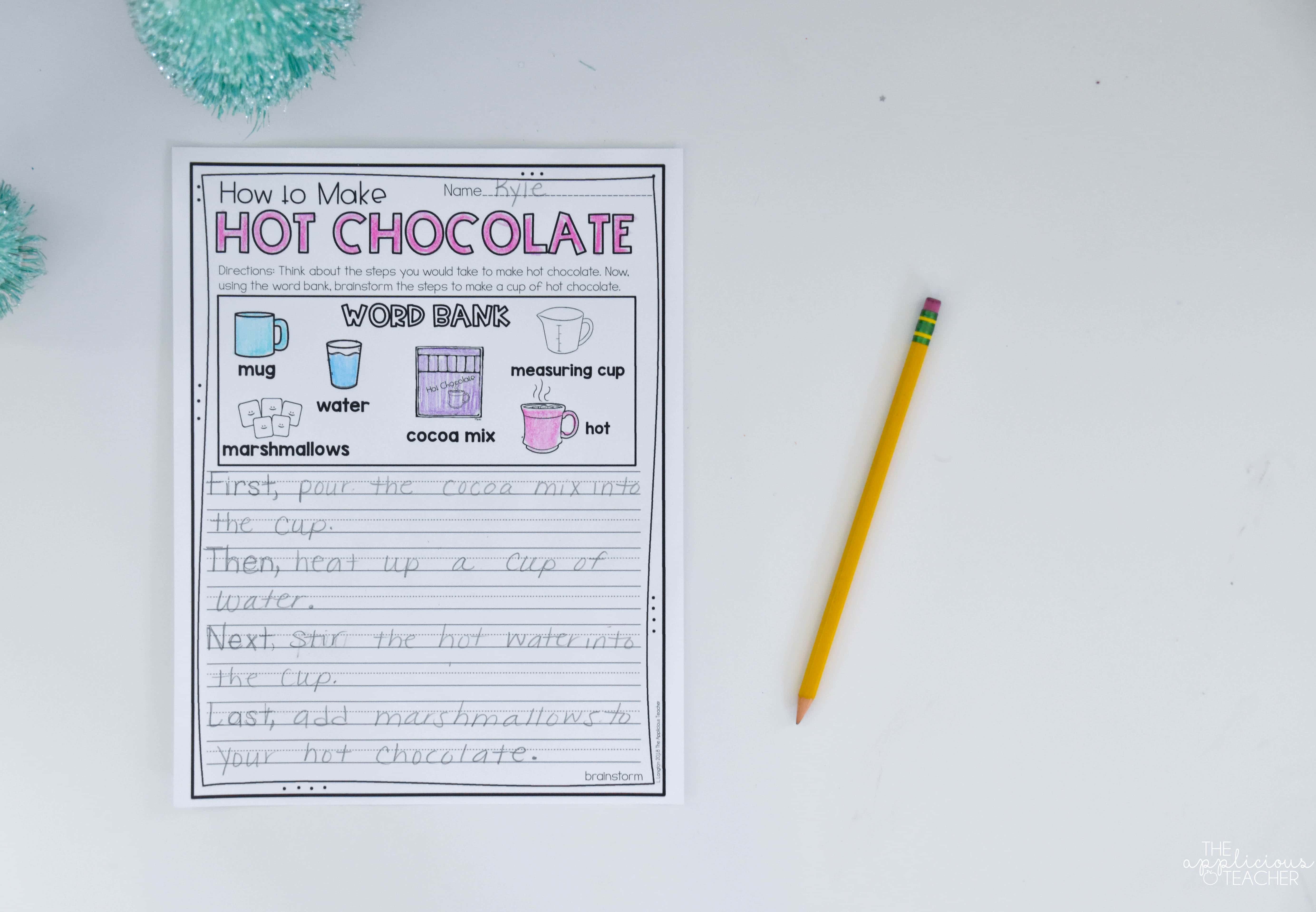 How to Writing: How to Make Hot Chocolate Writing Activity and Craft ...
