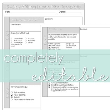 5 day lesson plan template writing - The Applicious Teacher