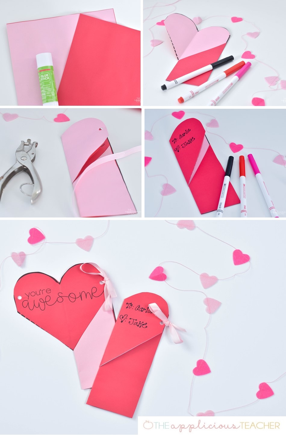 hidden heart bookmark valentines day activity - The Applicious Teacher