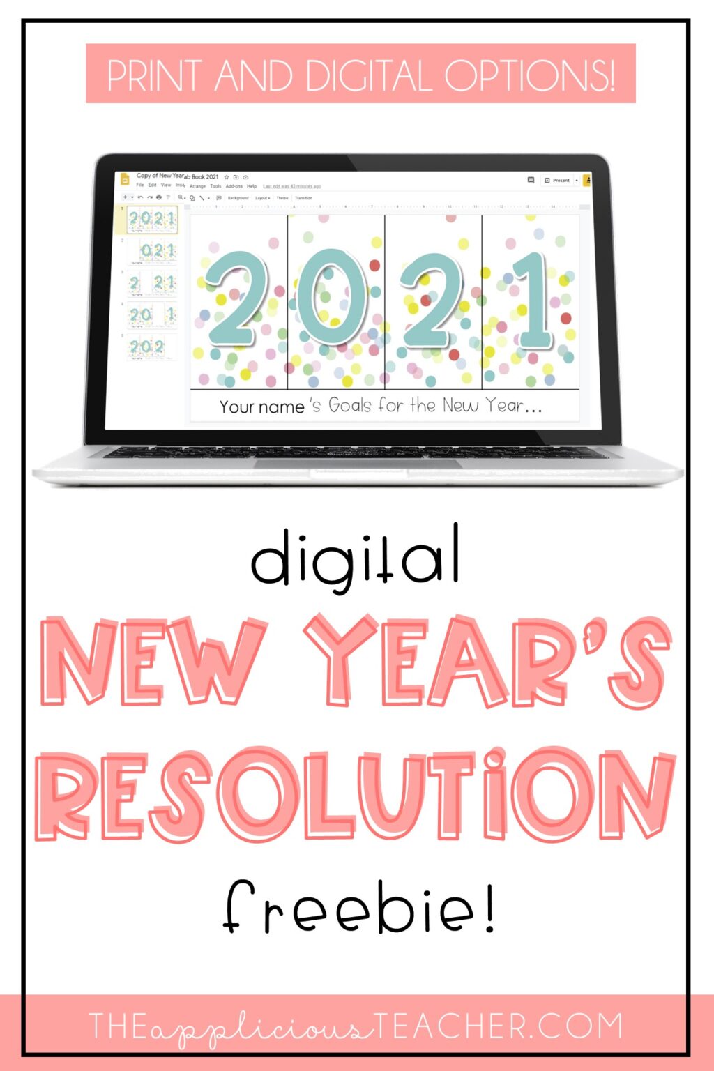 digital new years resolution freebie - The Applicious Teacher
