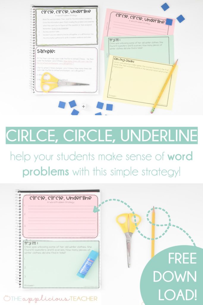 circle circle underline word problem strategy - The Applicious Teacher