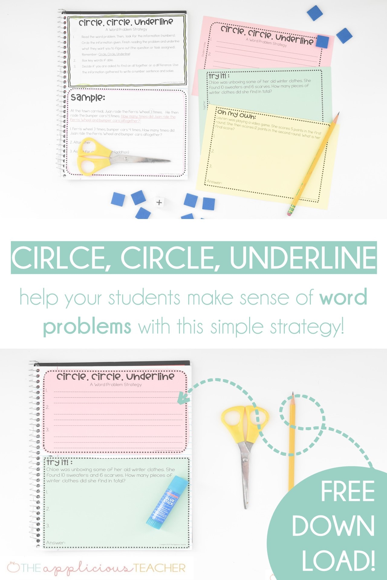 circle circle underline word problem strategy - The Applicious Teacher