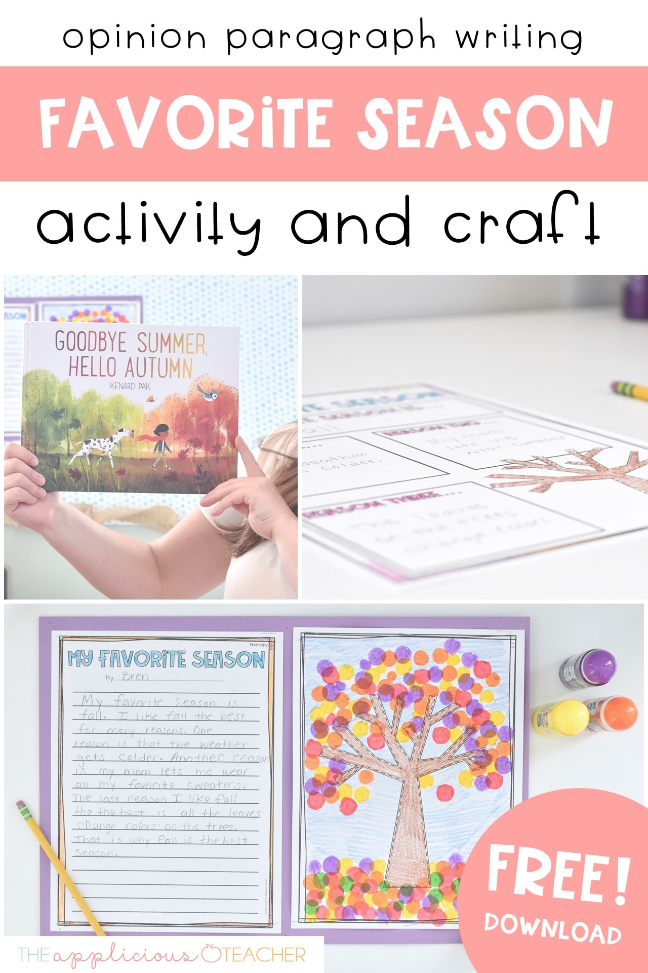 Opinion Paragraph Writing Activity - The Applicious Teacher