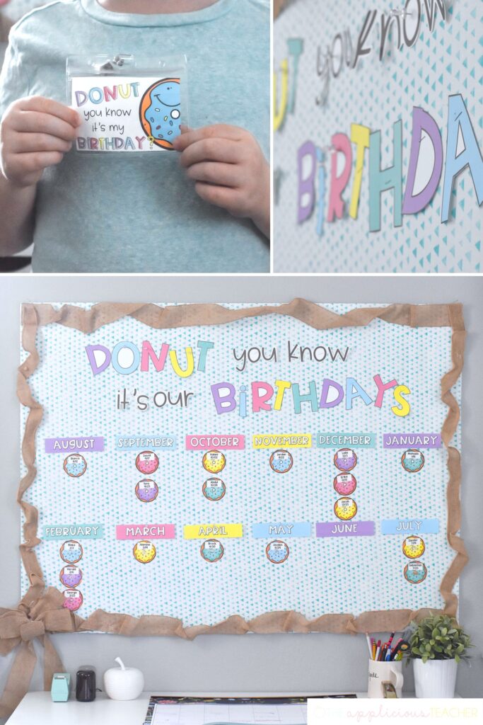 Donut themed birthday bulletin board - The Applicious Teacher
