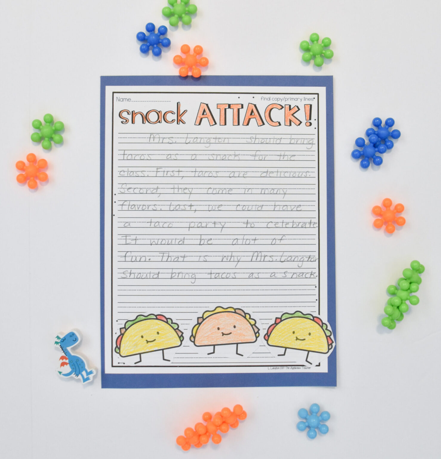 Snack Attack Persuasive Writing Activity for 2nd Grade - The Applicious ...