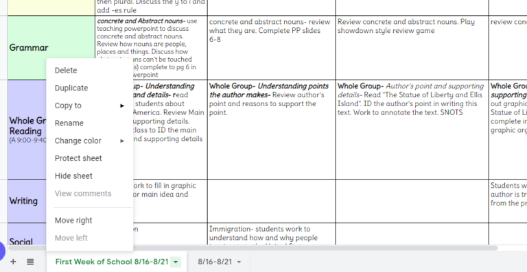 Lesson Planning with Google Sheets - The Applicious Teacher