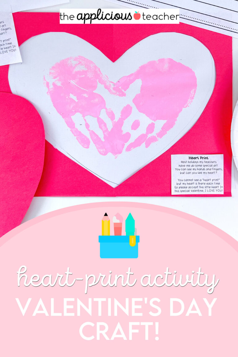 Valentines Day handprint craft and poem - The Applicious Teacher