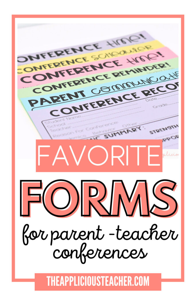 Parent Teacher Conference Forms - The Applicious Teacher