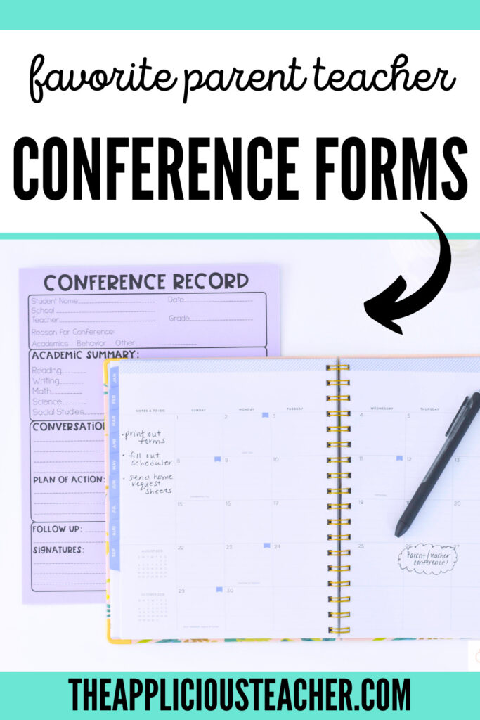 Easy to Use Parent Teacher Conference Forms - The Applicious Teacher