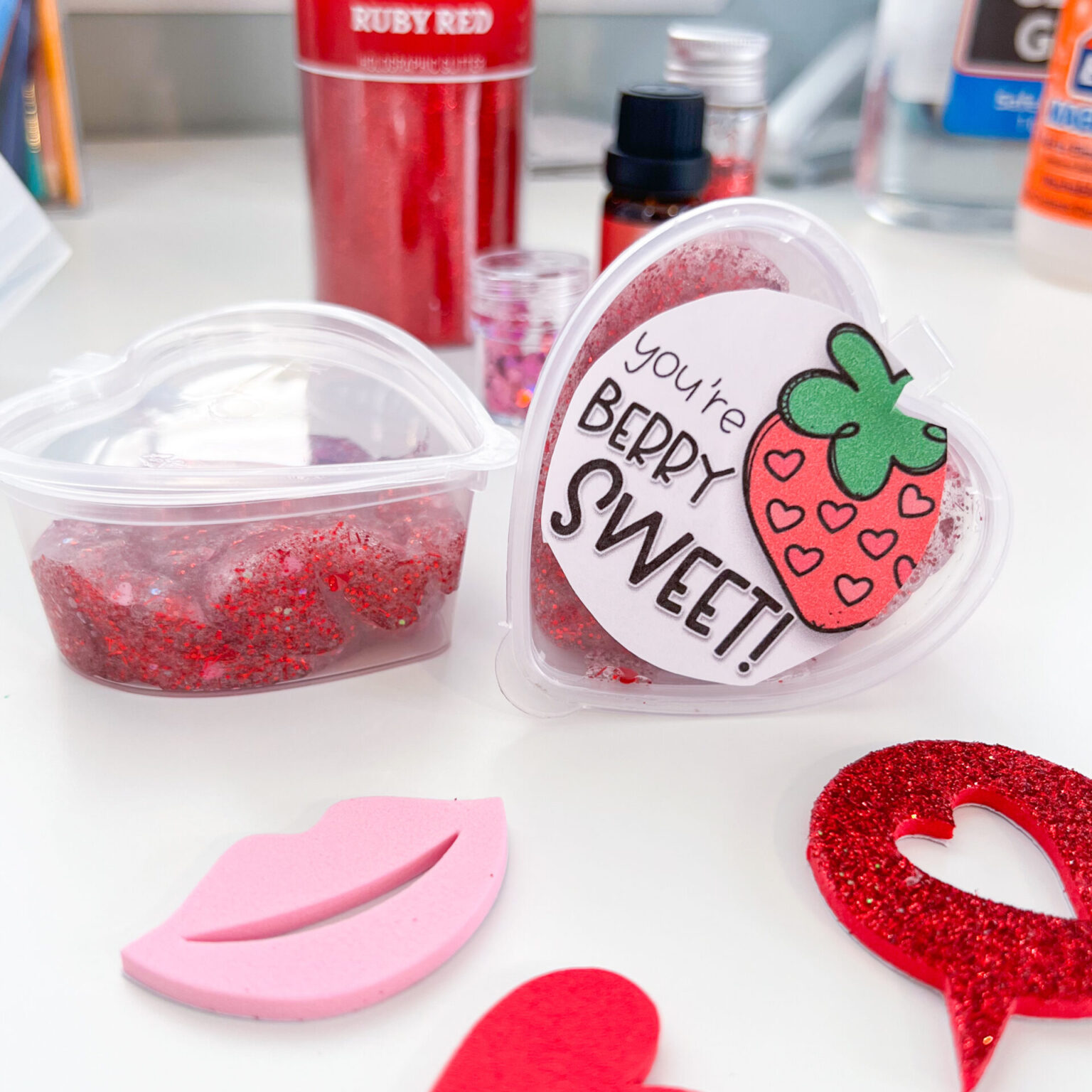 Easy Classroom Valentine's Day Glitter Slime